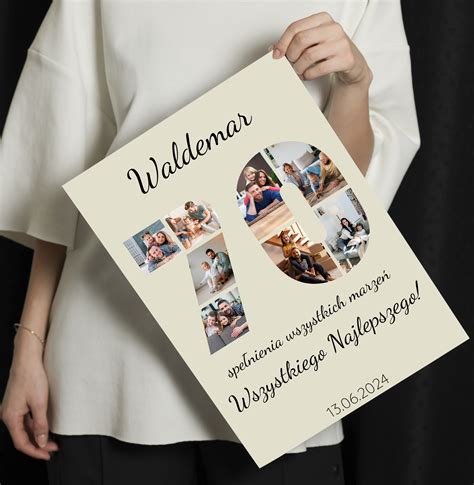 Kolaż na 70 urodziny plakat ze zdjęciami personalizowany plakat bobraz pl