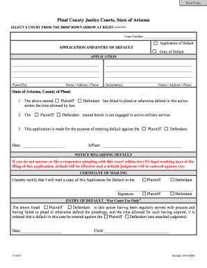 Fillable Online Pinalcountyaz Application Of Default Fax Email Print