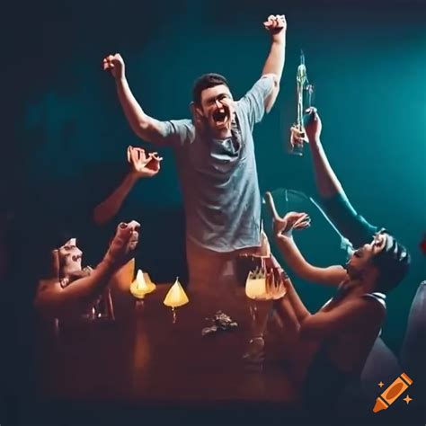 Man Dancing On A Table At A Party On Craiyon