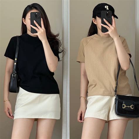 BARE Áo thun baby tee trơn cộc tay áo phông nữ tay zap lăng cổ tròn