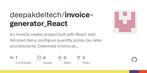 Github Deepakdeltech Invoice Generator React An Invoice Creator