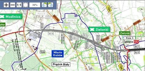 Północna obwodnica Krakowa mapa Prace nie zwalniają Zaawansowanie