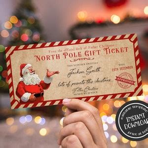 Editable Christmas Gift Voucher Printable Christmas Gift Ticket From
