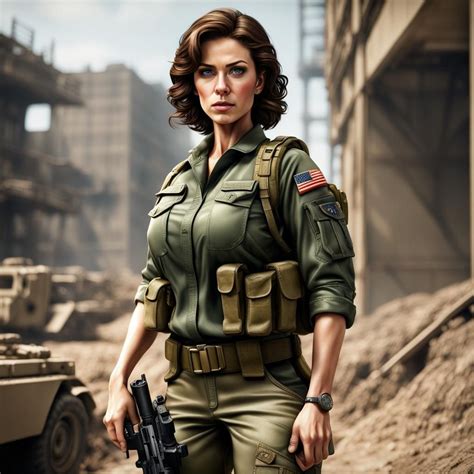 Lady Jaye Gijoe Short Curly Brown Hair Posing Fullbody Blue Eyes Big Breast And Wide Hips