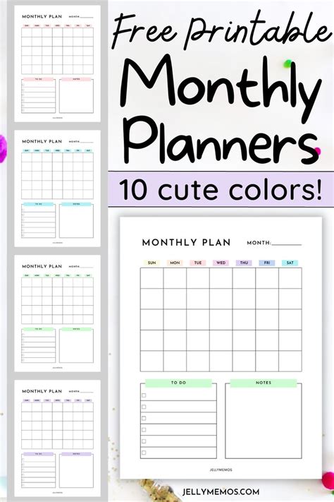 Cute Monthly Planner Printables For Productivity Jellymemos Monthly