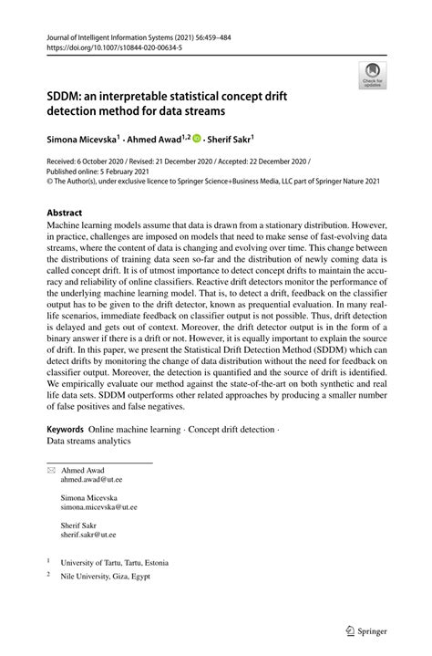 pdf sddm an interpretable statistical concept drift detection method for data streams
