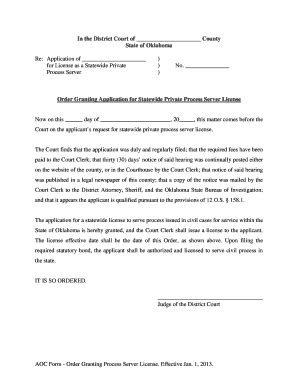Oklahoma Process Server License Fill Online Printable Fillable