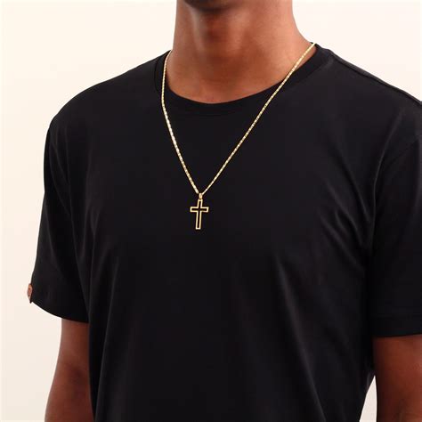 Corrente Ouro K Masculina Piastrine Cm Mm Cruz Vazada Site