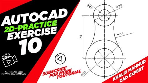 AutocAD 2D Practice Drawing Exercise 10 Basic Advance Tutorial YouTube