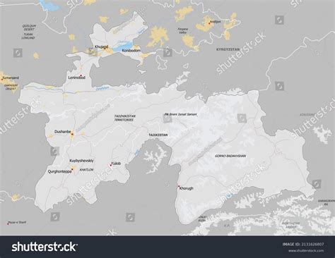 Tajikistan Political Map Neighbors Capital National Stock Illustration