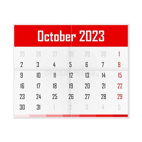 Calendario octubre 2023 ilustración del vector Ilustración de blanco