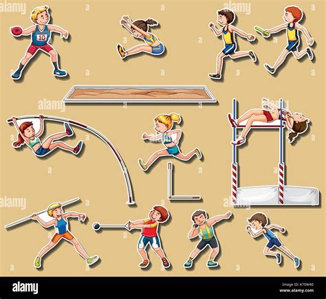 Diseño de etiqueta para deportes de pista y campo ilustración Imagen