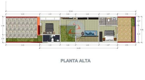 Plano de Casa de 5x15 DOS Plantas con 2 RECAMARAS d251 CASA ACTUAL DISEÑO