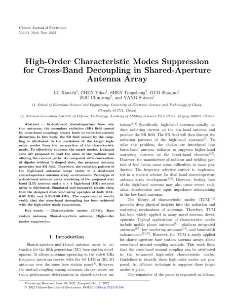 PDF HighOrder Characteristic Modes Suppression For CrossBand