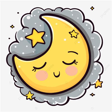 Bulan Dan Bintang Clipart Kartun Desain Stiker Bulan Dan Bintang