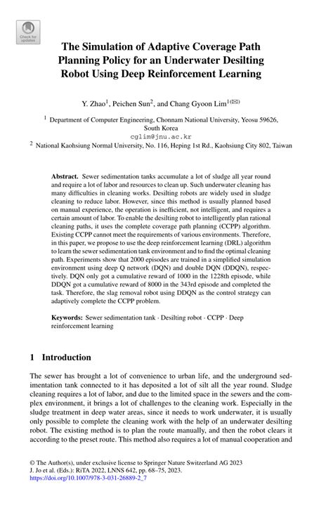 pdf the simulation of adaptive coverage path planning policy for an underwater desilting robot