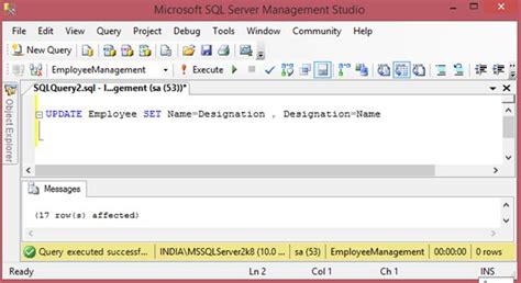Swap 2 Column Values In SQL Sever