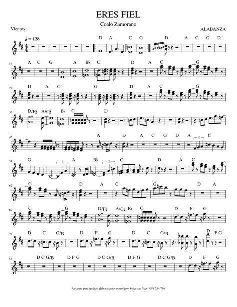 ERES FIEL Coalo Zamorano Sheet Music For Piano Solo Easy