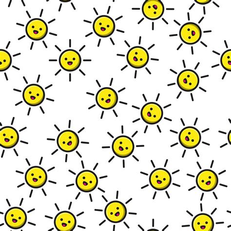 Padr O Perfeito Sol Amarelo Dos Desenhos Animados Rosto