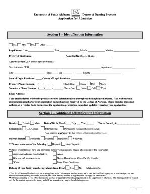 Fillable Online Southalabama Application Instructions Are Located On
