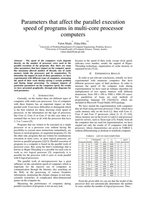 pdf parameters that affect the parallel execution speed of programs in multi core processor