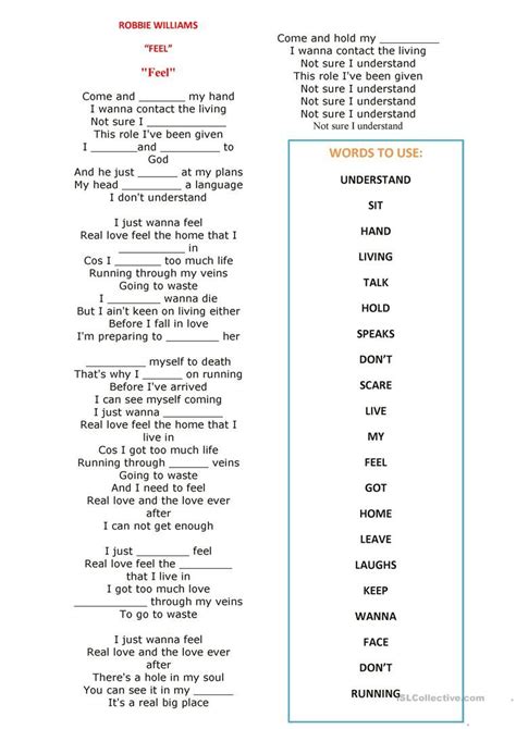 Present Simple Song Feel Robbie Williams Rutinas En Ingles Musica