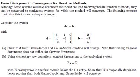 solved from divergence to convergence for iterative methods
