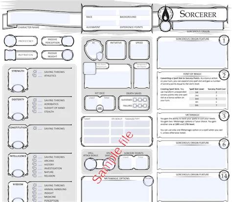 D D E Character Sheet Editable Printable Fillable Pdf Off