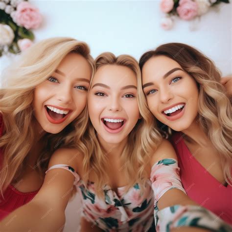 Premium Photo Girls Sharing Selfie With Friends