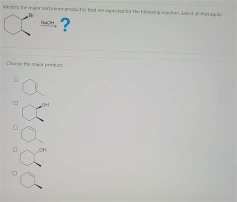 Solved Identify The Major And Minor Product S That Are Chegg