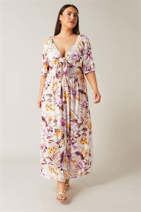 Evans Ivory White Floral Print Maxi Dress Evans