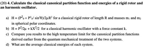 solved 20 4 calculate the classical canonical partition