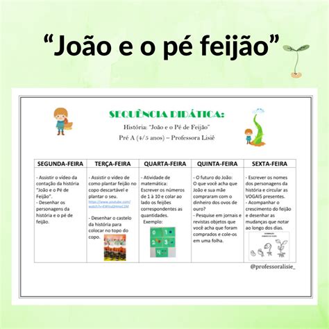Sequ Ncia Did Tica Jo O E O P De Feij O Professora Lisi