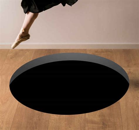 Tapis vinyle rond salon trompe l œil trou dans le sol TenStickers