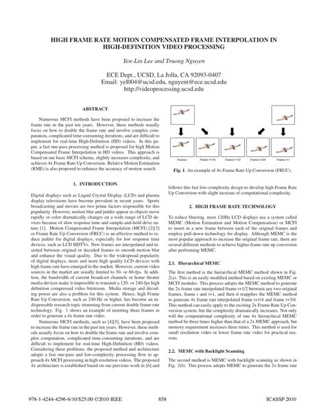 pdf high frame rate motion compensated frame interpolation in high definition video processing