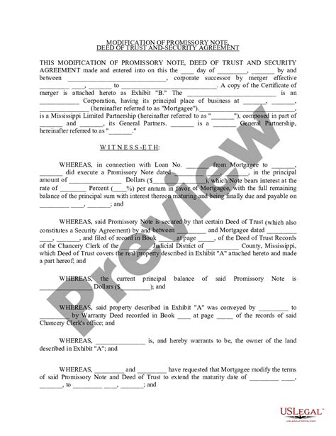 Modification Of Note Secured By Deed Of Trust Form US Legal Forms