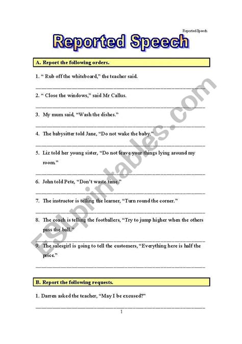 Reported Speech Orders
