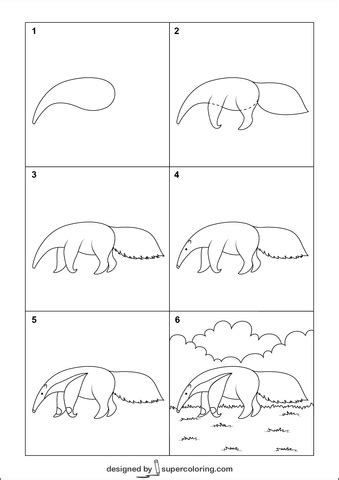 Cómo dibujar un oso hormiguero de dibujos animados Juegos de enigmas
