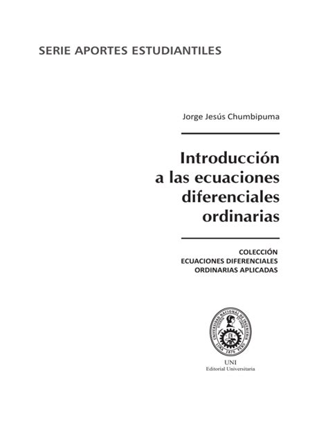 Introducción a las ecuaciones diferenciales ordinarias