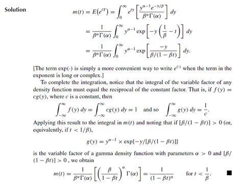 solved the moment generating function for the gamma random variab