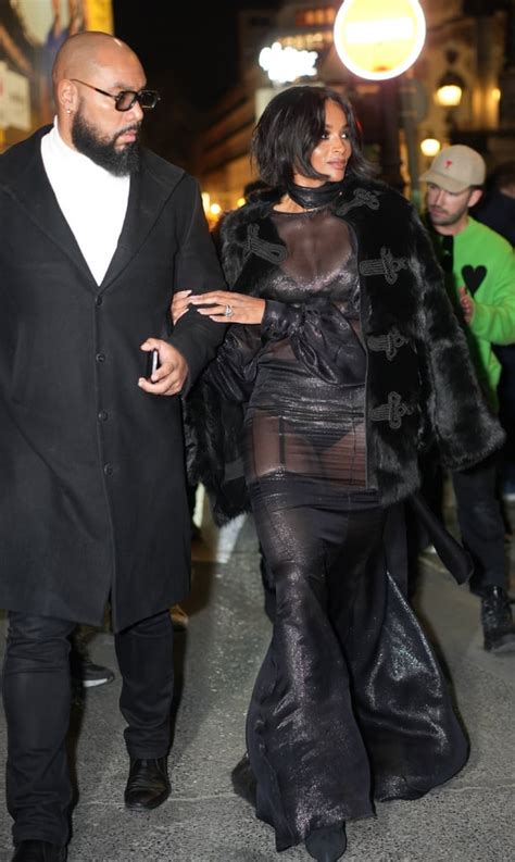 Ciara S Sheer Naked Dress At Paris Fashion Week Popsugar Fashion Uk