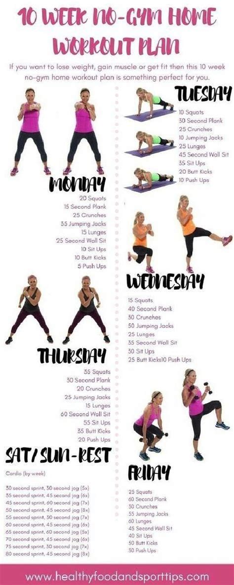 The 10 Week No Gym Home Workout Plans At Home Workout Plan At Home