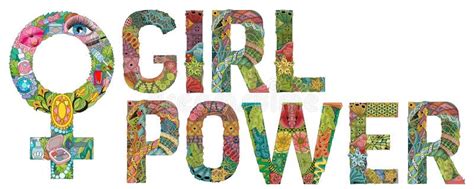 Words Girl Power With Symbol Of Venus Is A Female Floor Sign With A Pattern In Tribal Indian