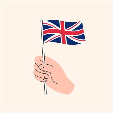 Cartoon Hand Holding Flag Of United Kingdom Isolated Vector Drawing
