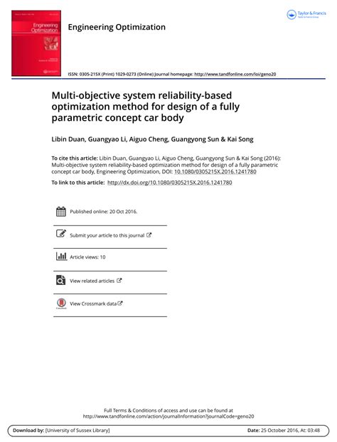 pdf multi objective system reliability based optimization method for design of a fully