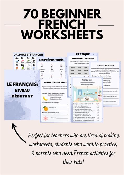 Beginner French Worksheets Etsy