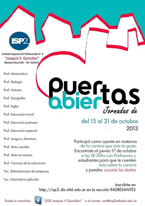 JORNADAS DE PUERTAS ABIERTAS Inscripción Abierta Instituto Superior