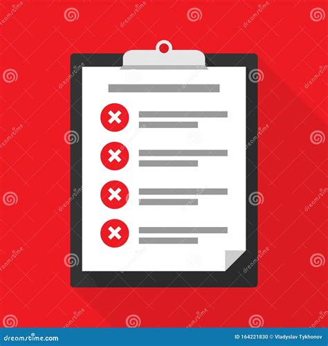Clipboard With A Checklist Tasks Not Completed Rejected Or