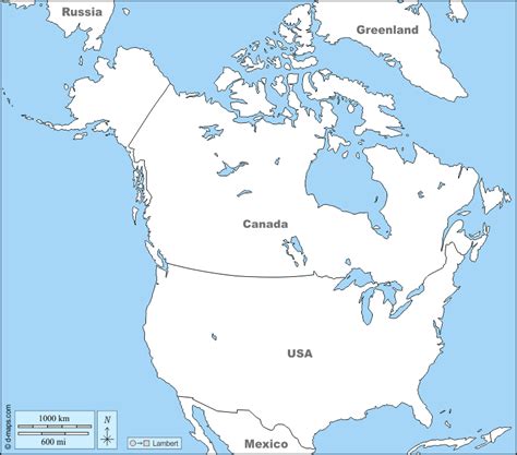 Canadá y Estados Unidos Mapa gratuito mapa mudo gratuito mapa en