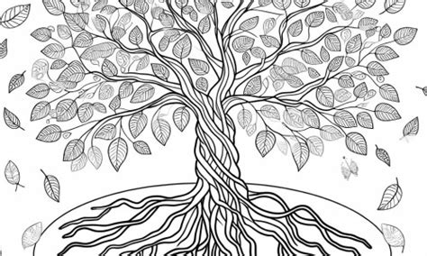 Coloriage de l arbre de vie en pleine nature à Télécharger ou à